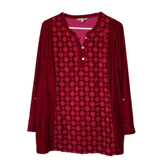 John Mark | Tops | John Mark Red Velvet Embroidered Tunic Top Womens M ...